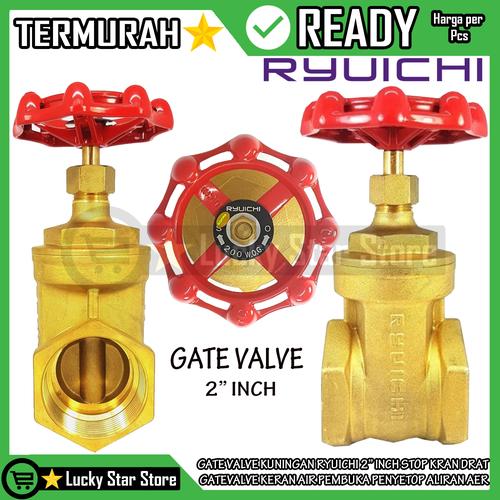 Jual GATE VALVE RYUICHI 2" INCH KUNINGAN DRAT STOP KRAN GATEVALVE DERAT ...