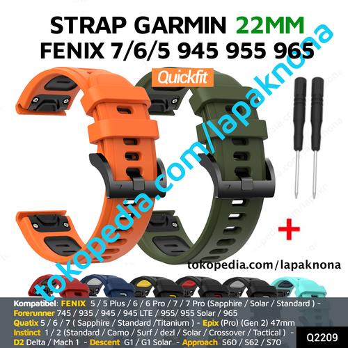 Jual QUICKFIT 22mm Strap Garmin Fenix 7 6 5 Pro Instinct 2 Quatix 955 ...