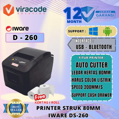 Jual Printer Thermal Bluetooth 80mm Iware D260BT / IW D260-BT / IW ...