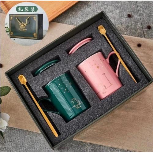 Promo Set Cangkir Couple Fall Love Set 350ML Cup Happines Bahan Keramik ...