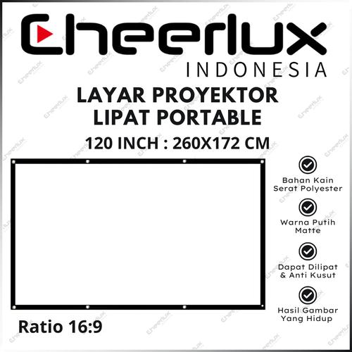 Jual LAYAR PROYEKTOR LIPAT 120 INCH PORTABLE 16:9 SCREEN PROJECTOR ...