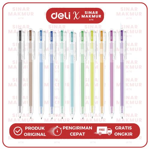 Jual Gel Pen/Pen Tinta Cetek 0.5mm Warna-Warni Transparan DELI G118 ...