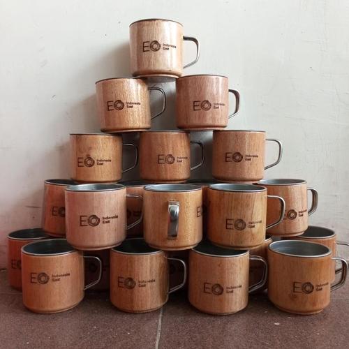 Jual Gelas Cangkir Kopi Kayu Wooden Cup Gagang Stainless Premium Bahan ...