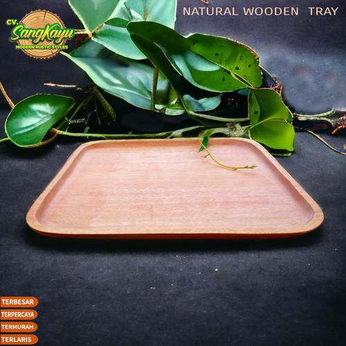 Jual Nampan kayu besar alami Natural wooden tray 40x30cm nampan kayu ...