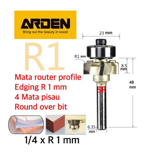 Jual Mata Router/ Profil Edging R 1 mm 4 Mata Pisau/ Round Over Bit ...