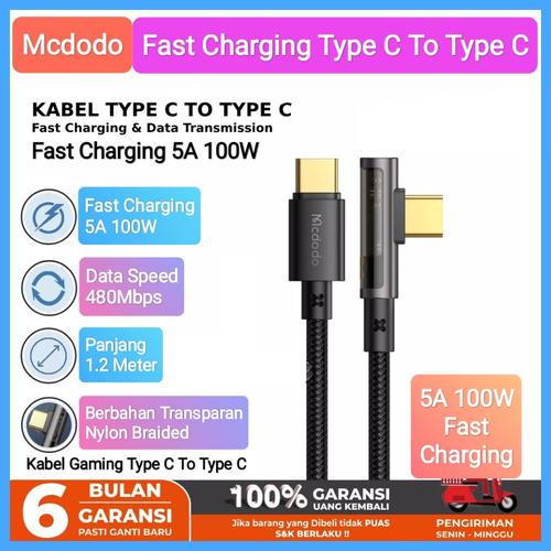 Jual Mcdodo Kabel Data Type C To Type C 100W Fast Charger Gaming ...