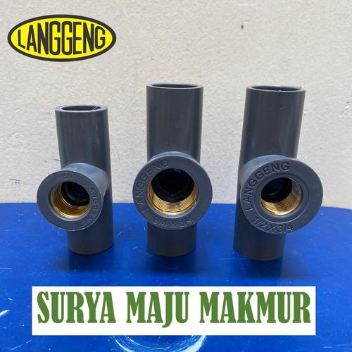 Jual TEE DRAT DALAM KUNINGAN 1/2" 3/4" 1/2" 1" TEE KRAN PVC KUNINGAN ...