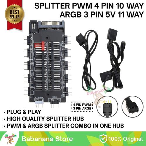 Jual 1 TO 10 PWM 4 PIN ARGB 3 PIN 5V COMBO SPLITTER FAN 4PIN HUB ...