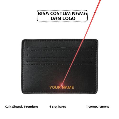 Jual Card Holder Kulit LZ Dompet Kartu Costum Nama dan Logo - Hitam ...