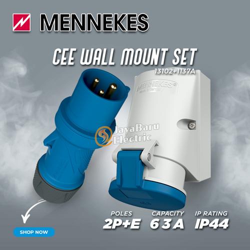 Jual MENNEKES Plug Wall Mount Socket Receptacle Set 2P+E / 3 Pin 63A ...