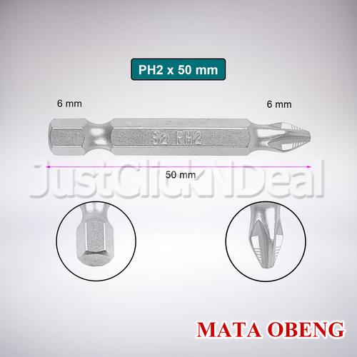Jual TOTAL Mata Obeng Set 6 mm PH2 SL6 Heavy Duty Screwdriver Bits ...