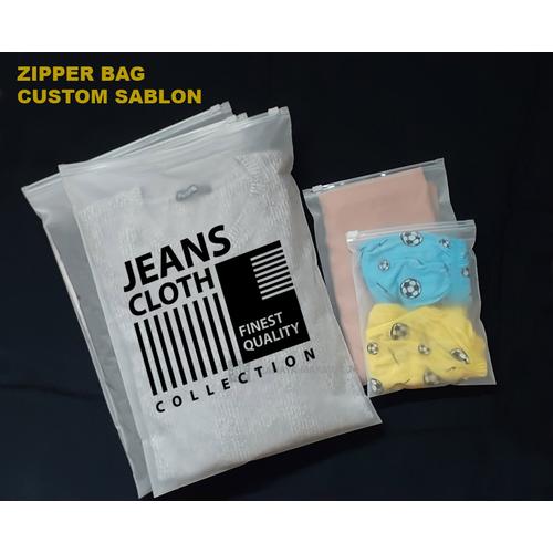 Jual Zipper Bag Custom Sablon 1 Warna Transparan Doff Baju Clothing ...