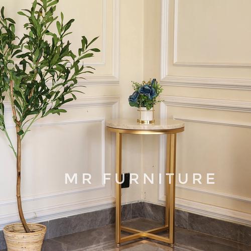 Jual Side table top marmer krem kaki besi gold meja marmer - Kab ...