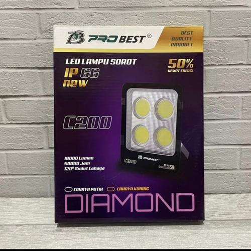 Jual PROBEST DIAMOND LAMPU SOROT LED COB 200W SNI FLOOD LIGHT IP66 - PUTIH CDL 6500K - Kota ...
