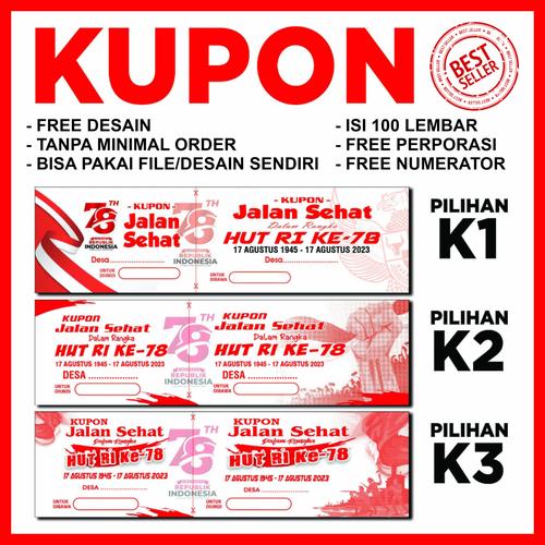 Jual 100 lembar kupon jalan santai 17 agustus kupon jalan sehat - Kab ...