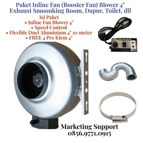 Jual PAKET Centrifugal Duct Inline/Booster Fan Blower 4 Inch 2500Rpm ...