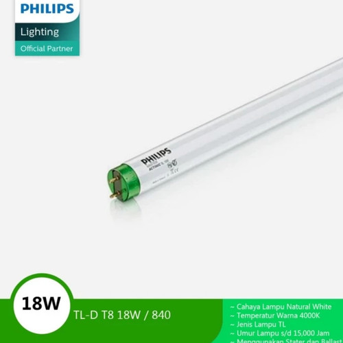 Jual Lampu TLD 18W 840 Philips TL 18W Super Bright Boost 840 Cool White ...