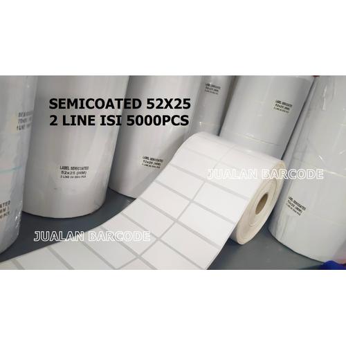 Jual STIKER LABEL SEMICOATED 52mm x 25mm | 52x25 | 2 LINE 5000 PCS 1 ...