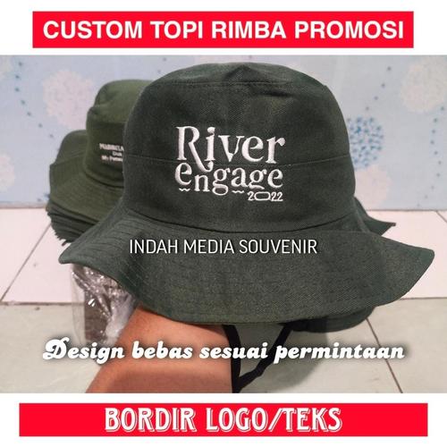 Jual TOPI RIMBA PROMOSI/TOPI RIMBA CUSTOM BORDIR LOGO DAN TEKS - hijau ...