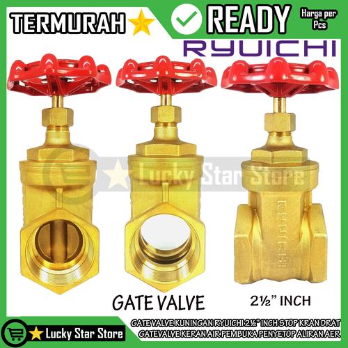 Jual STOPKRAN GATE VALVE DRAT KUNINGAN RYUICHI 2½" INCH GATEPALVE STOP ...