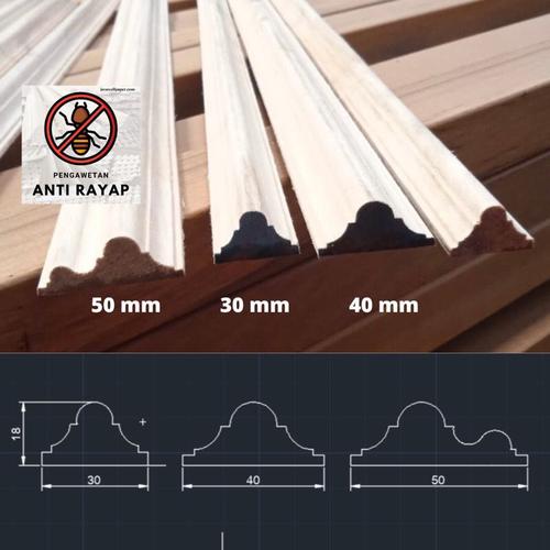 Jual Wallmoulding Lis Kayu Wall Moulding Molding Panel - 5cm Mrbau ...