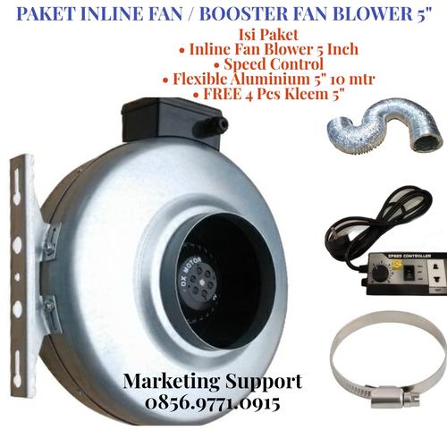 Jual PAKET Centrifugal Duct Inline/Booster Fan Blower 5 Inch 2500rpm ...