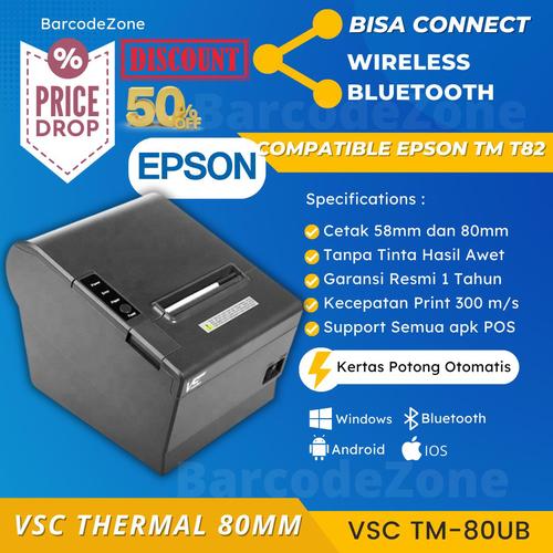 Promo PRINTER THERMAL BLUETOOTH 80MM VSC TM-80UB KASIR ANDROID IOS USB ...