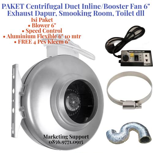 Jual PAKET Centrifugal Duct Inline/Booster Fan Blower 6 Inch 2500Rpm ...