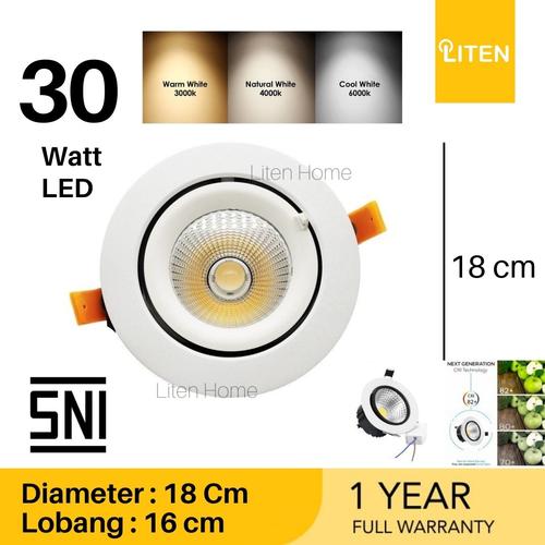 Jual LH262 Lampu Downlight LED / Spotlight COB 30w 30 watt Plafon Alumunium - 6500k (Putih ...
