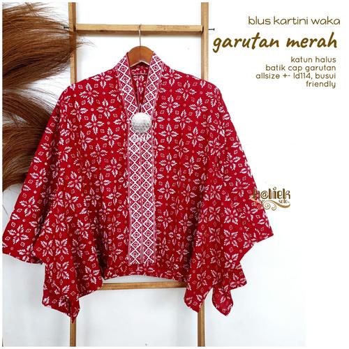 Jual Kebaya Kutubaru Kartini Waka Cap Garutan Merah Putih Batik Modern ...