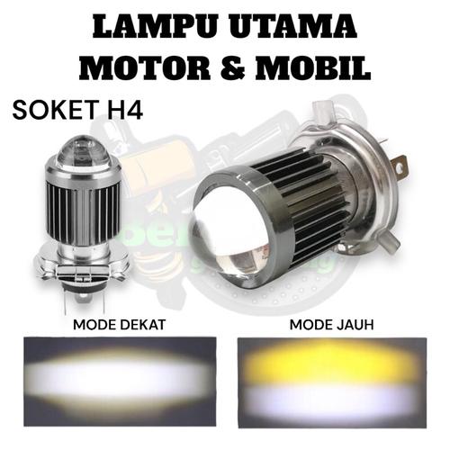 Jual Lampu LED Utama Motor Mobil Soket H4 Laser 2 Warna Putih Kuning AC DC - H4 PUTIH PUTIH ...