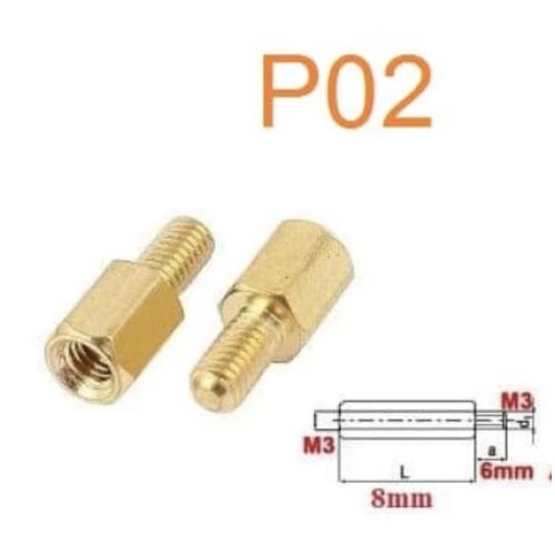Jual Spacer M3 Brass MF Hex Standoff PCB Pillar 8mm speser metal ...