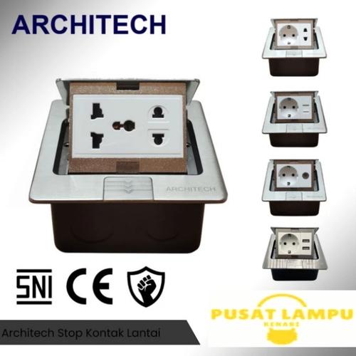 Jual ARCHITECH Stopkontak Lantai Colokan Tanam Silver Universal USB ...