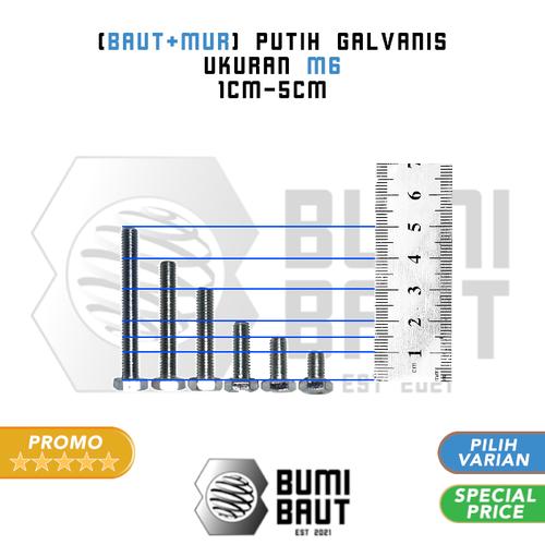 Jual Baut Mur M6 Putih Galvanis Hexagon (Kunci 10) - M6X40 - Kab. Bogor ...