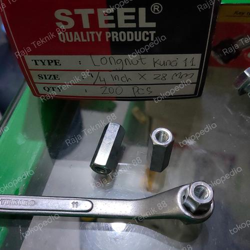 Jual long nut 1/4"/ mur panjang 1/4 x 28 mm longnut 1/4 inch long nut 1 ...