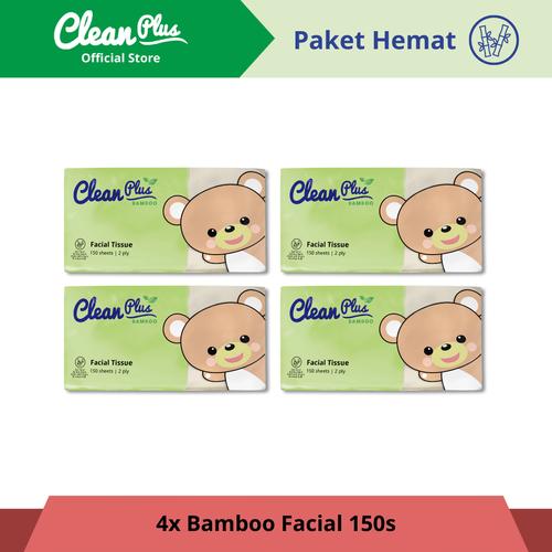 Promo Clean Plus Bamboo Soft Pack Facial Tissue 150's Bundling 4 Pack ...