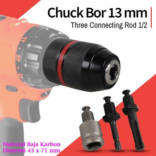 Jual Adaptor Chuck Bor Ratchet 13mm Dan Tiga Batang Konektor 1/2 - 20 ...