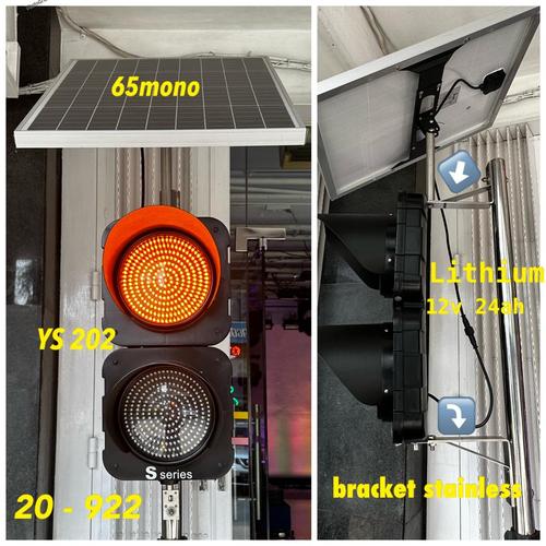 Jual warning light solar panel 20cm 2 aspek traffic light tenaga surya ...