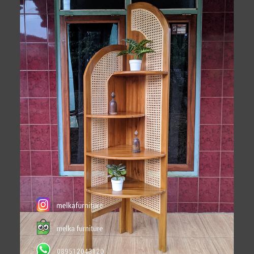 Jual rak sudut minimalis kayu jati rotan - rak sudut minimalis modern ...