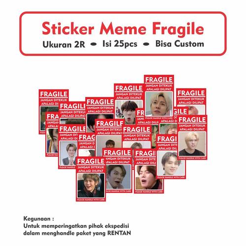 Jual ORI Sticker Label Fragile untuk Paket KPOP Lucu Meme BTS, EXO, NCT ...