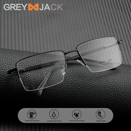 Promo Grey Jack Frame Kacamata Model Kotak Simple Metal Elegant unisex ...