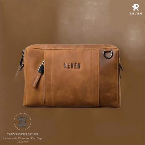 Jual Reven Oslo Crazy Horse Leather Men Multi Sling Bag Handbag - Hitam ...