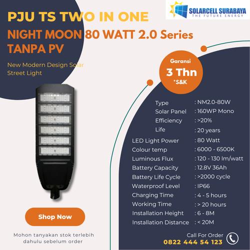 Jual Lampu PJU Tenaga Surya Two In One Night Moon 80 Watt 2.0 Tanpa PV ...