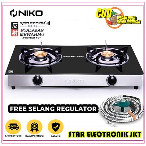 Jual Kompor Gas Kaca Niko Reflection 4 Kompor 2 Tungku- Kaca Tempered ...