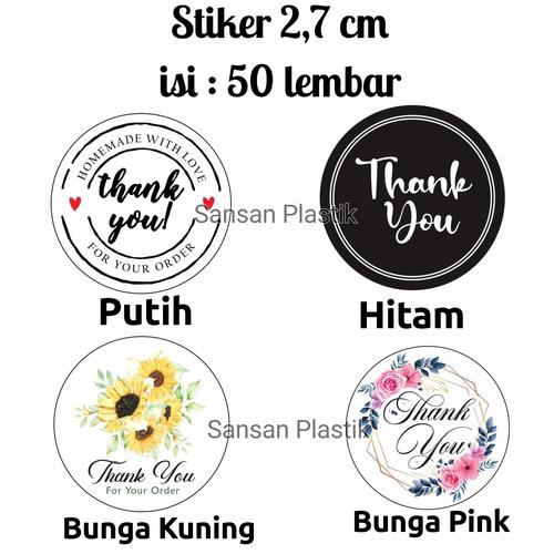 Jual Stiker Thank You Bulat 2,7 cm isi 50 Lembar / Sticker Thank You ...