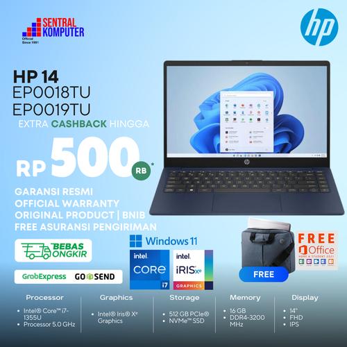 Jual Laptop HP 14 ep0018TU ep0019TU i7-1355U 16GB 512GB SSD Win 11 ...