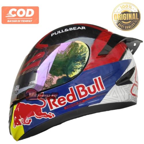 Jual HELM BLACK REDBULL SILVER PAKET GANTENG | HELM FULL FACE - silver ...