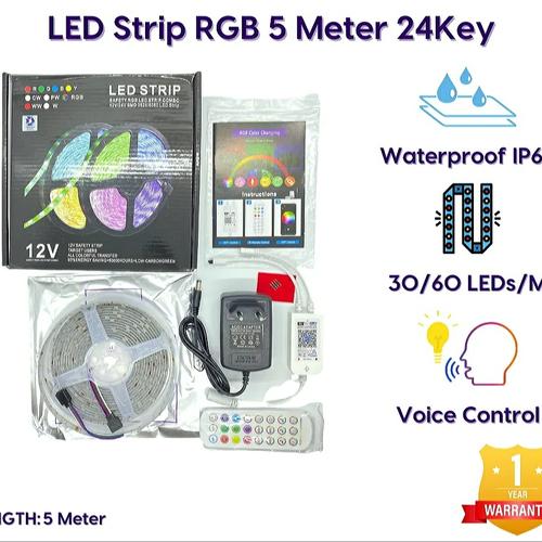 Jual LED Strip RGB 5050 5M IP65 Bluetooth WiFi Google Home Assistant ...