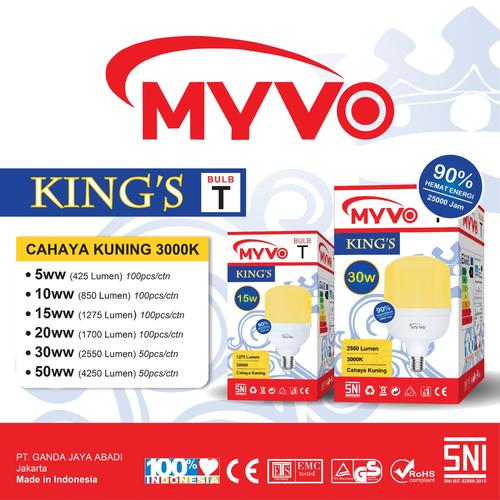 Jual MYVO KINGS LAMPU LED 5W 10W 15W 20W 30W 40W 50W 60W KUNING WARM ...