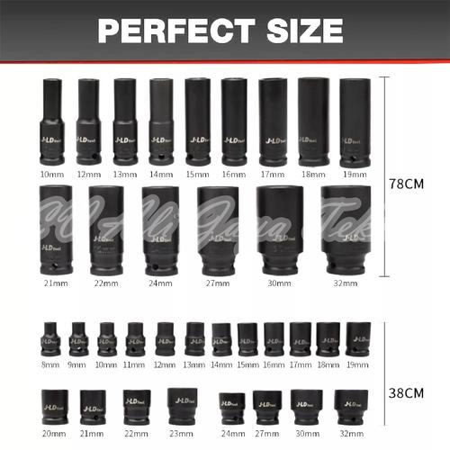 Jual 35PCS MATA KUNCI SHOCK IMPACT 1/2" 8-32MM IMPACT SOCKET - Kab ...